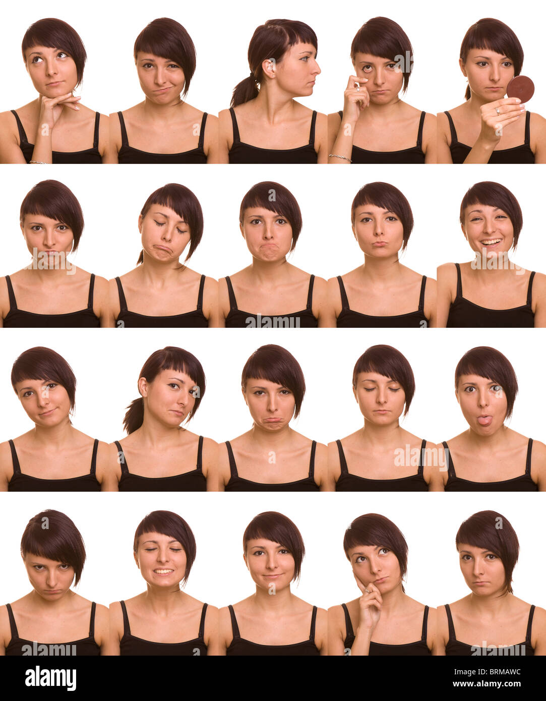 The thousand faces of the actor. Useful facial expressions over white ...