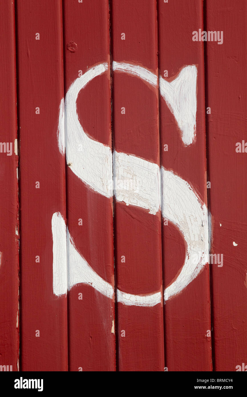 The letter S, white on red boards Stock Photo - Alamy