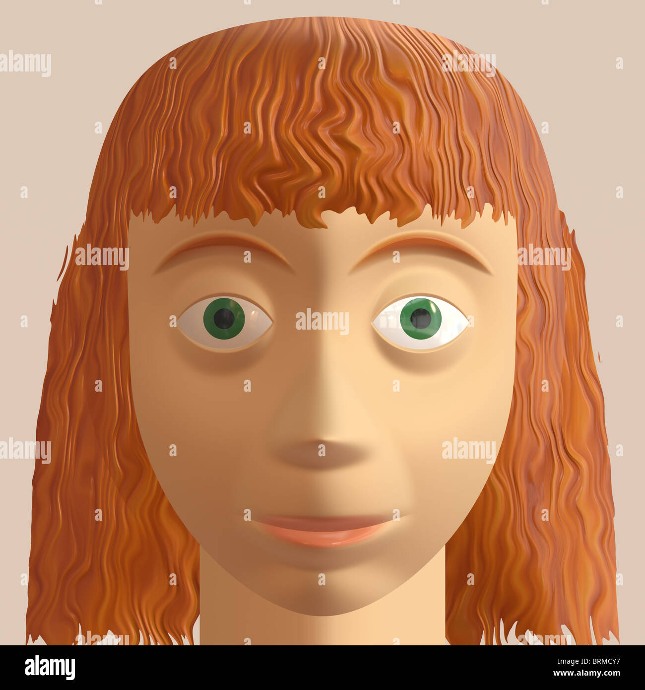 computer generated avatar of a thin, redhead female. headshot portrait ...