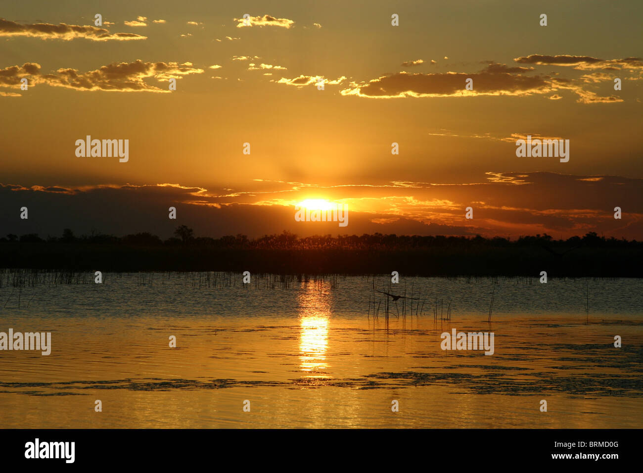 Sunset over a lake Stock Photo - Alamy