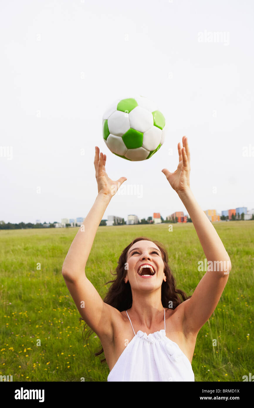 Lady soccer ball hi-res stock photography and images - Alamy