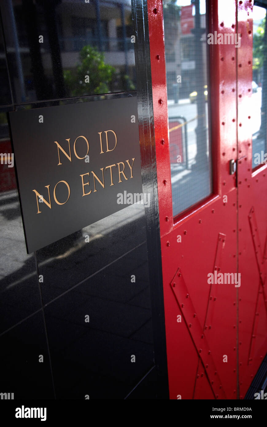 Nightclub sign No ID No Entry in Sydney Stock Photo - Alamy