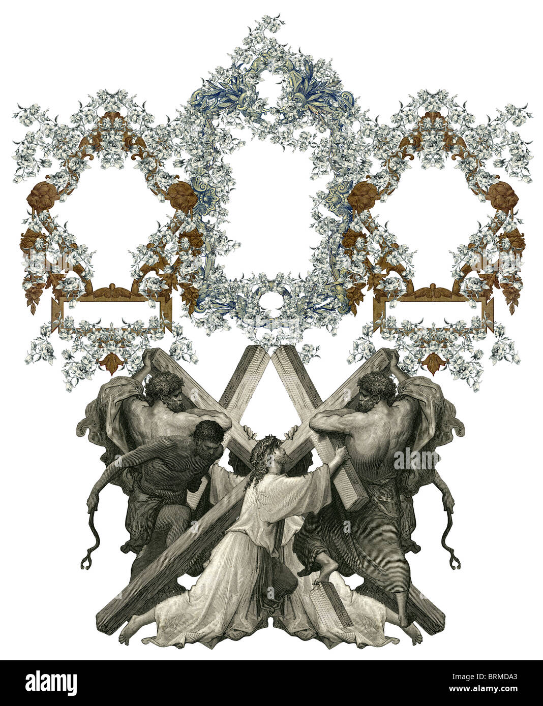 Victorian frame with Jesus Christ Bearing the Cross Stock Photo - Alamy
