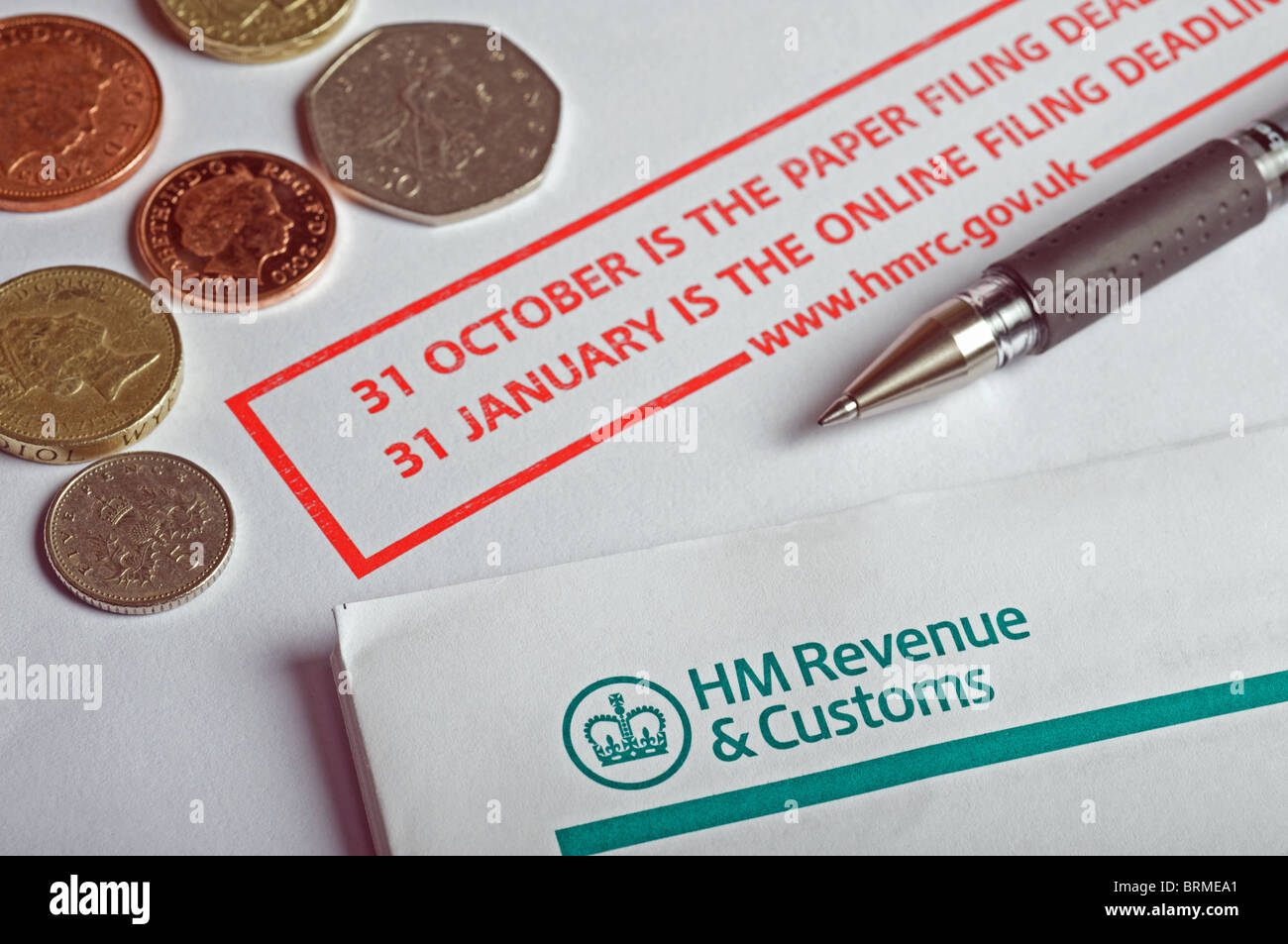 HM Revenue & Customs tax form Stock Photo - Alamy