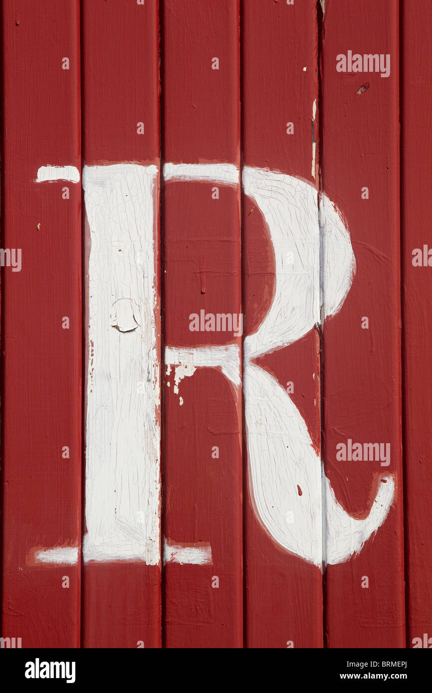The letter R, white on red boards Stock Photo - Alamy