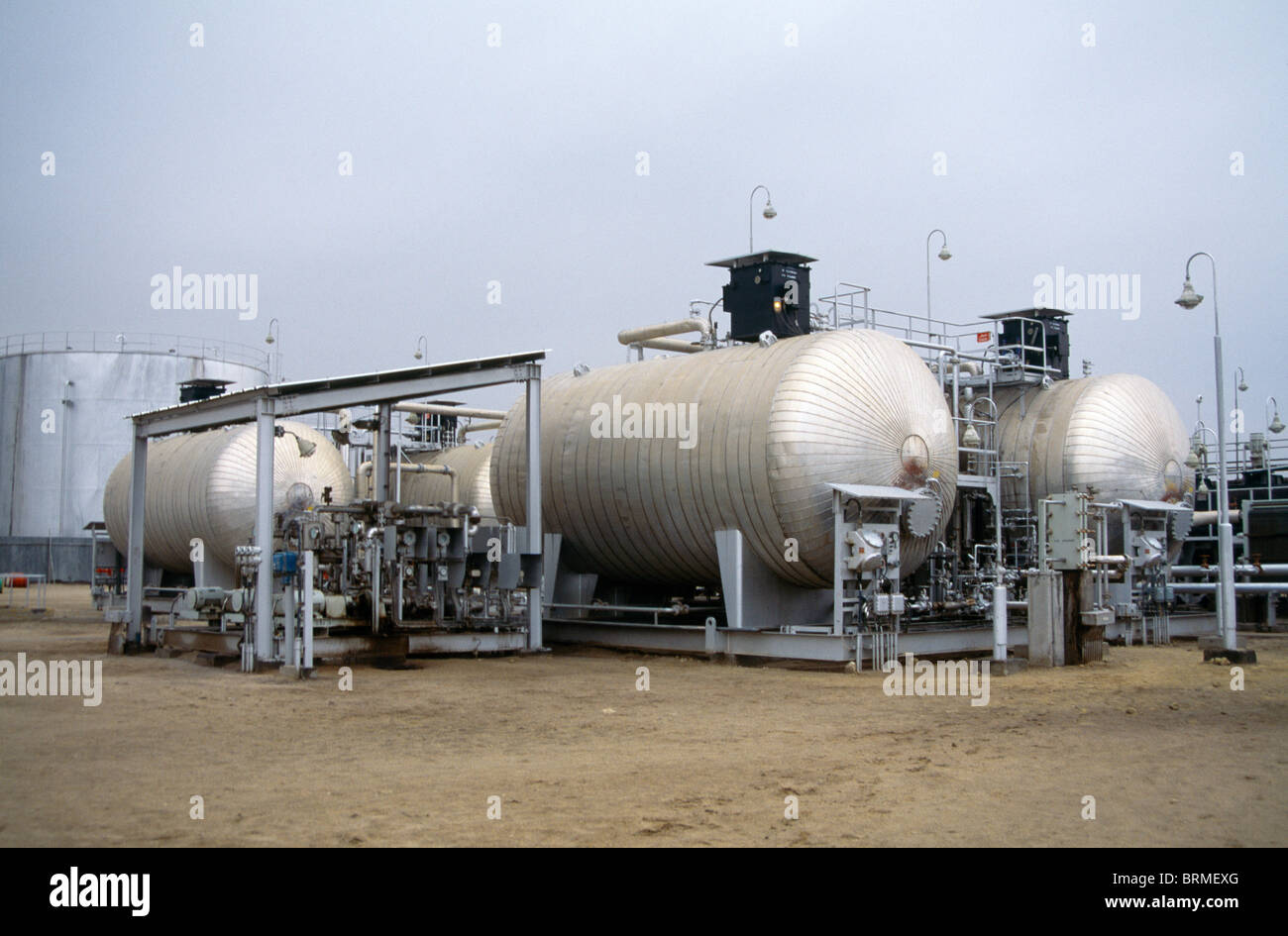 Burgan Kuwait First Stage Oil Refinery Bullet Tanks Stock Photo - Alamy