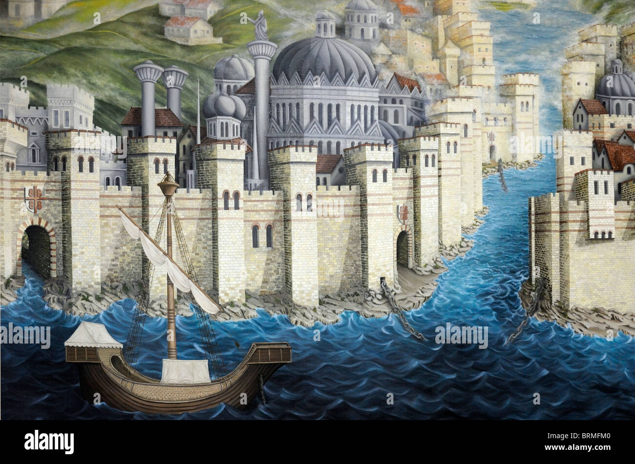 An artists impression of Constantinople in the Archaeology Museum of ...