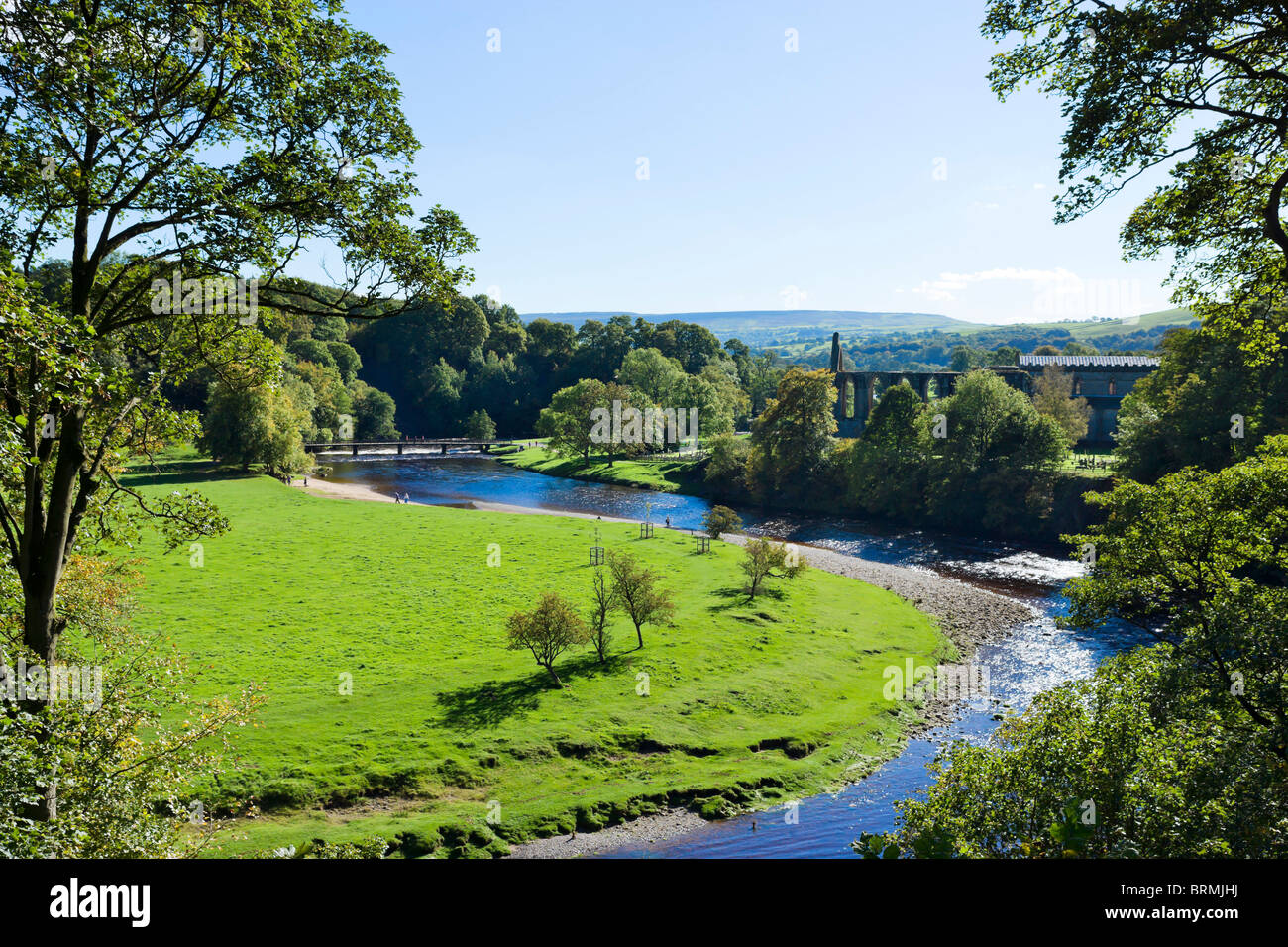 Bolton Priory with the River Wharfe in the foreground, Bolton Abbey ...
