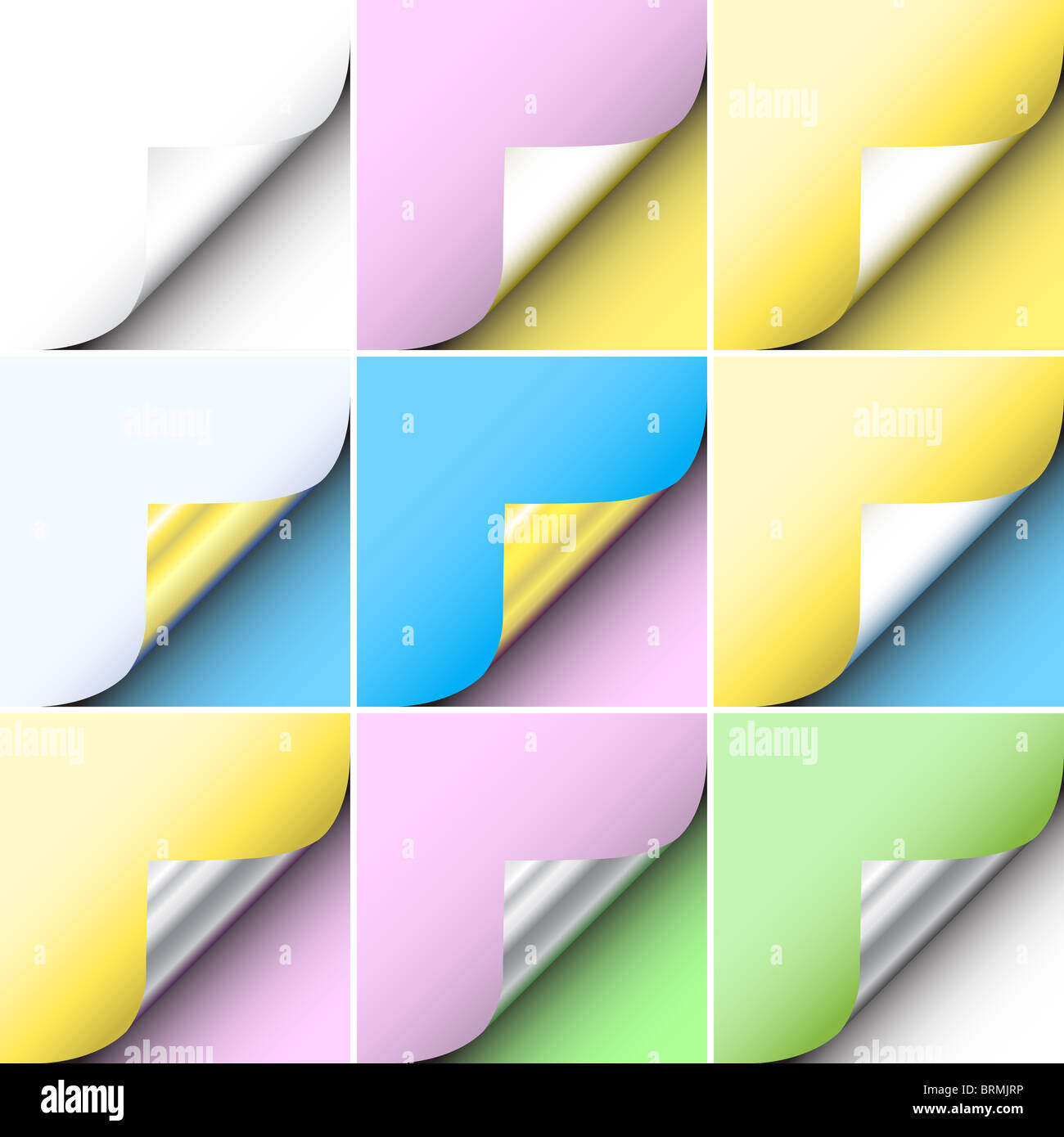 Set of illustrated peeling corners of paper Stock Photo - Alamy