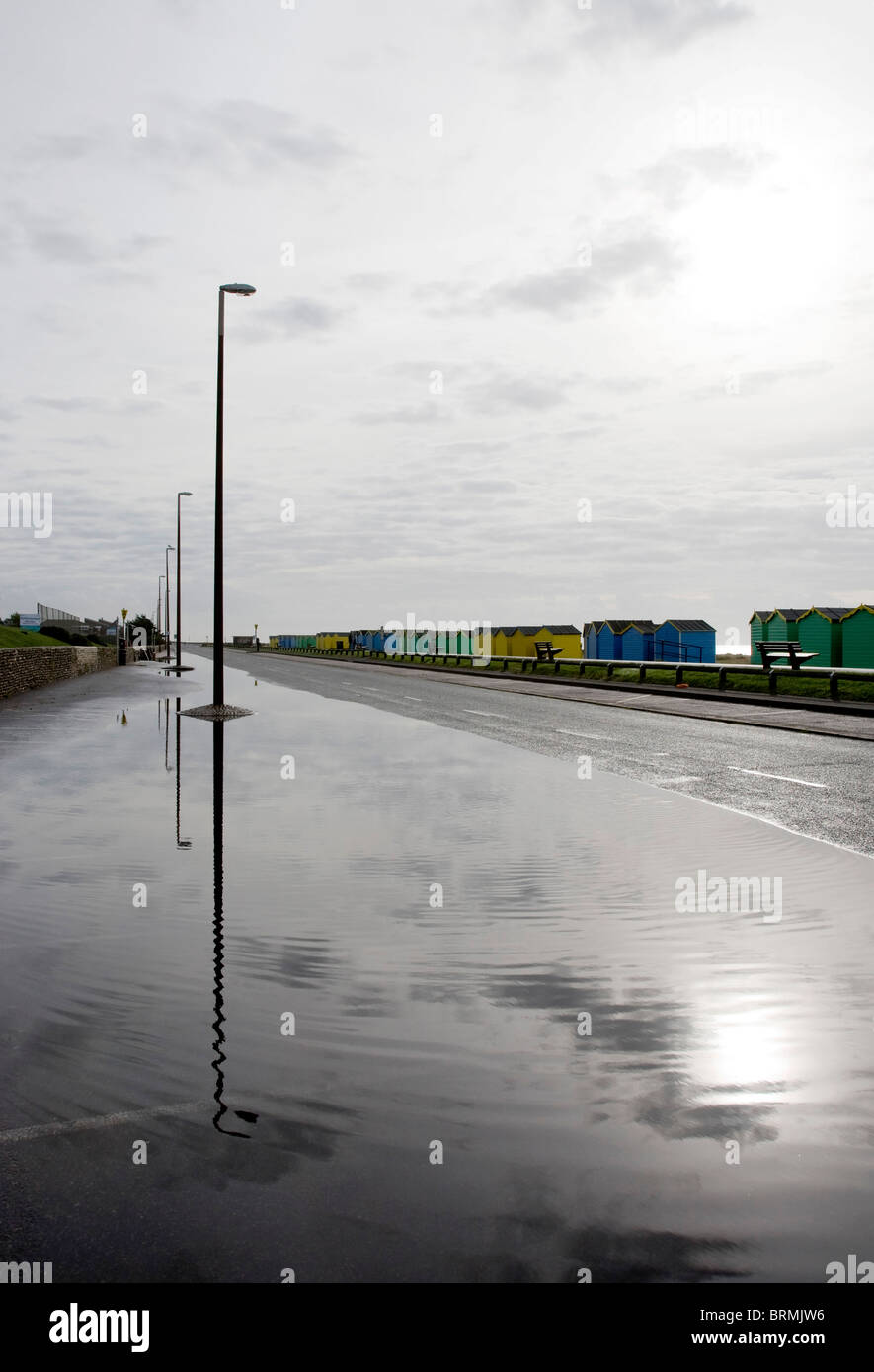 A Flooded Road and Car Park in Littlehampton, West Sussex Stock Photo ...