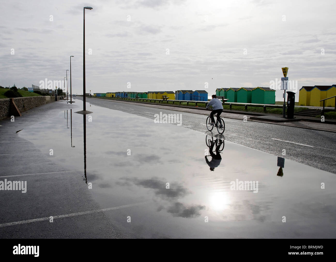A Flooded Road and Car Park in Littlehampton, West Sussex Stock Photo ...