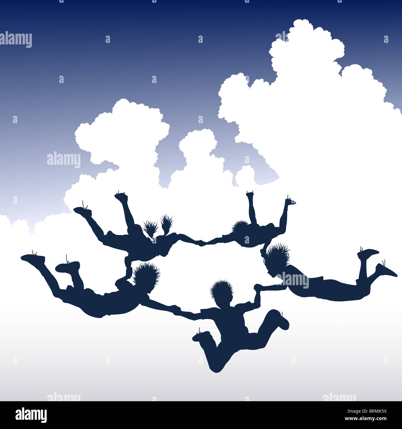 Illustration of a ring of skydiving children Stock Photo - Alamy