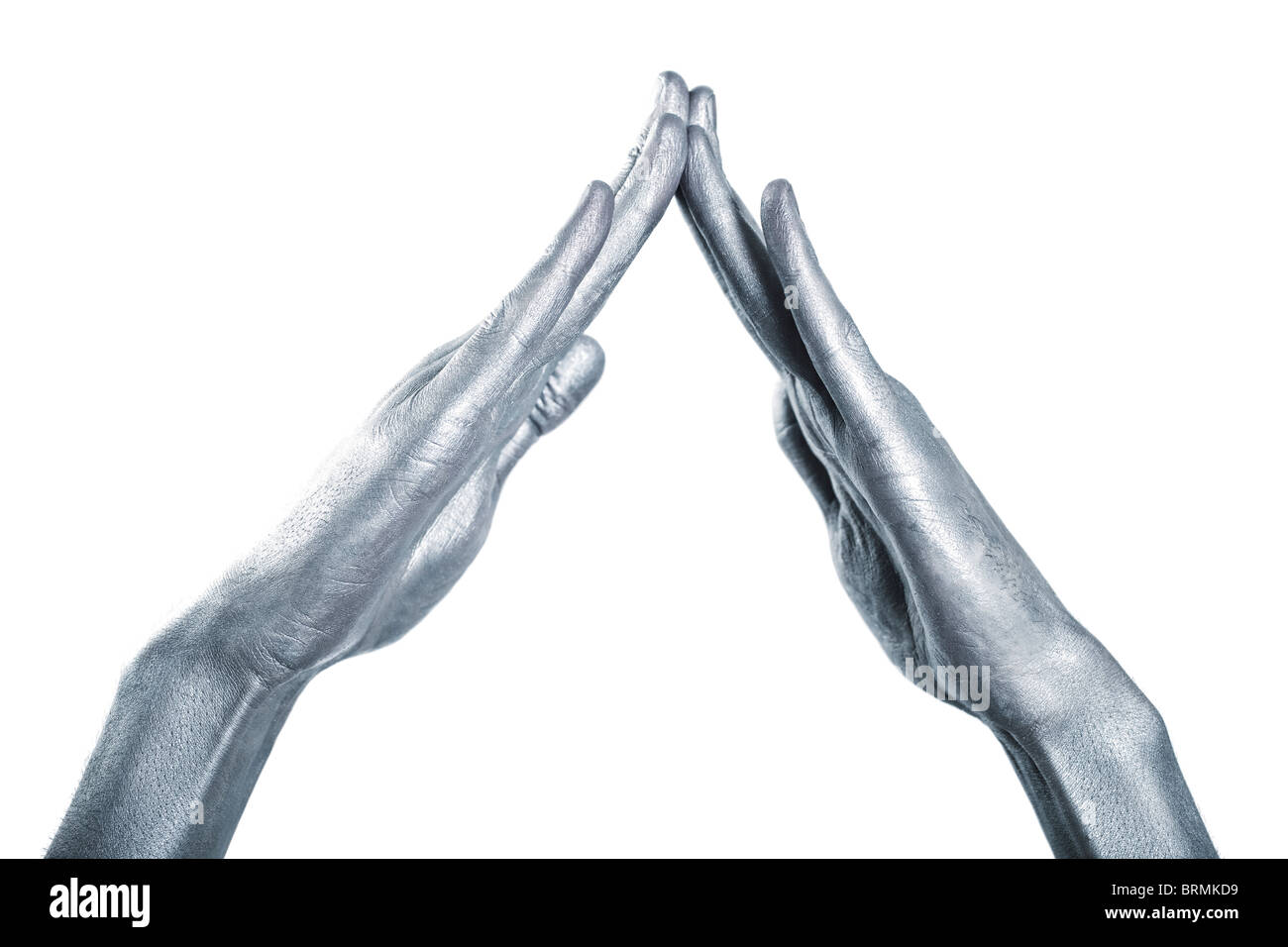 beautiful men metal hands with long fingers on white background Stock ...