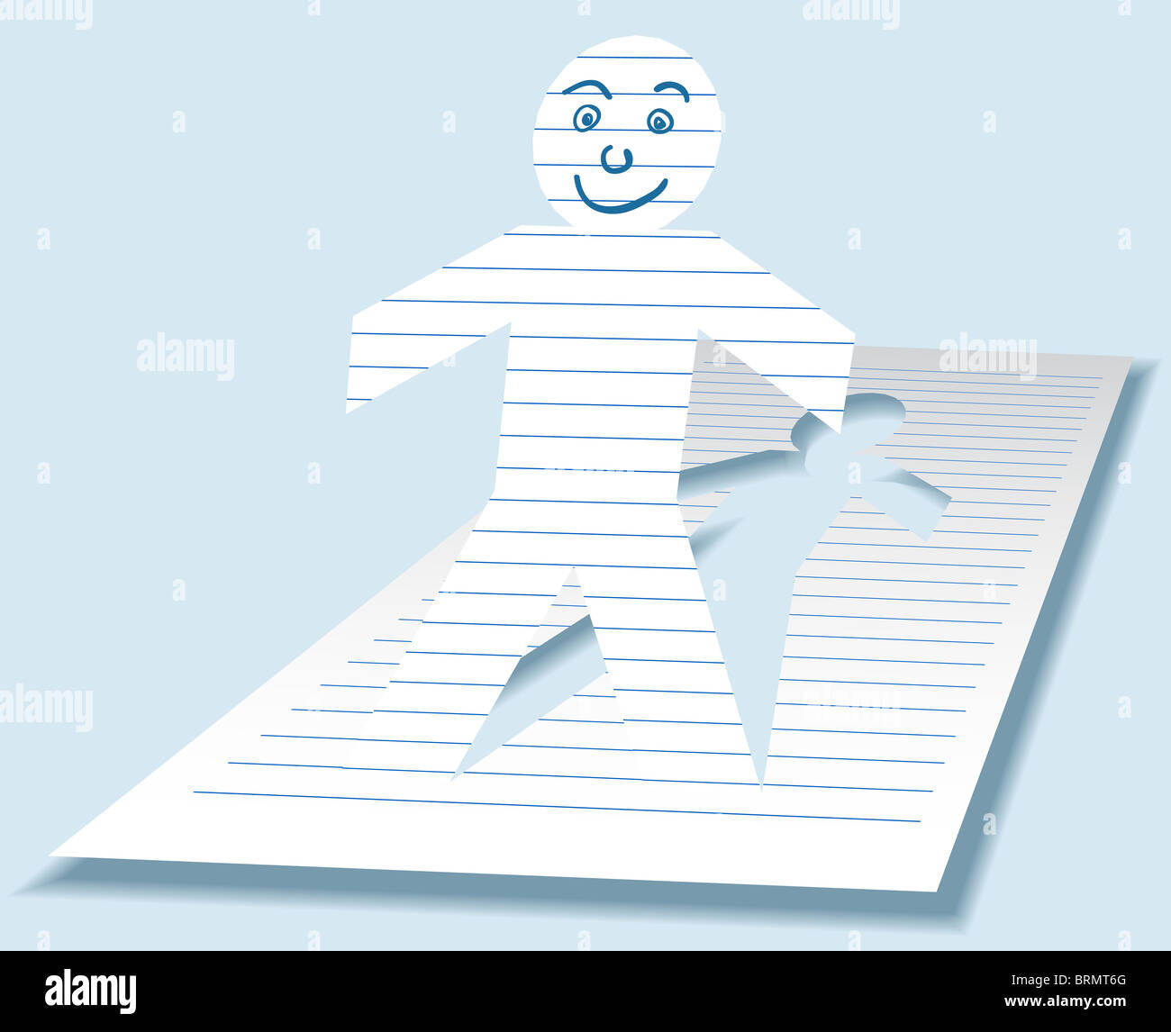 Editable vector illustration of a cutout paperman Stock Photo - Alamy