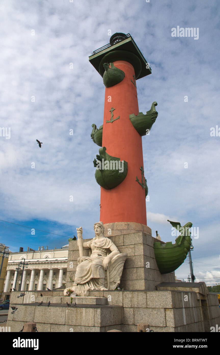 Rostral column Birzhevaya square Vasilievsky island St Petersburg ...