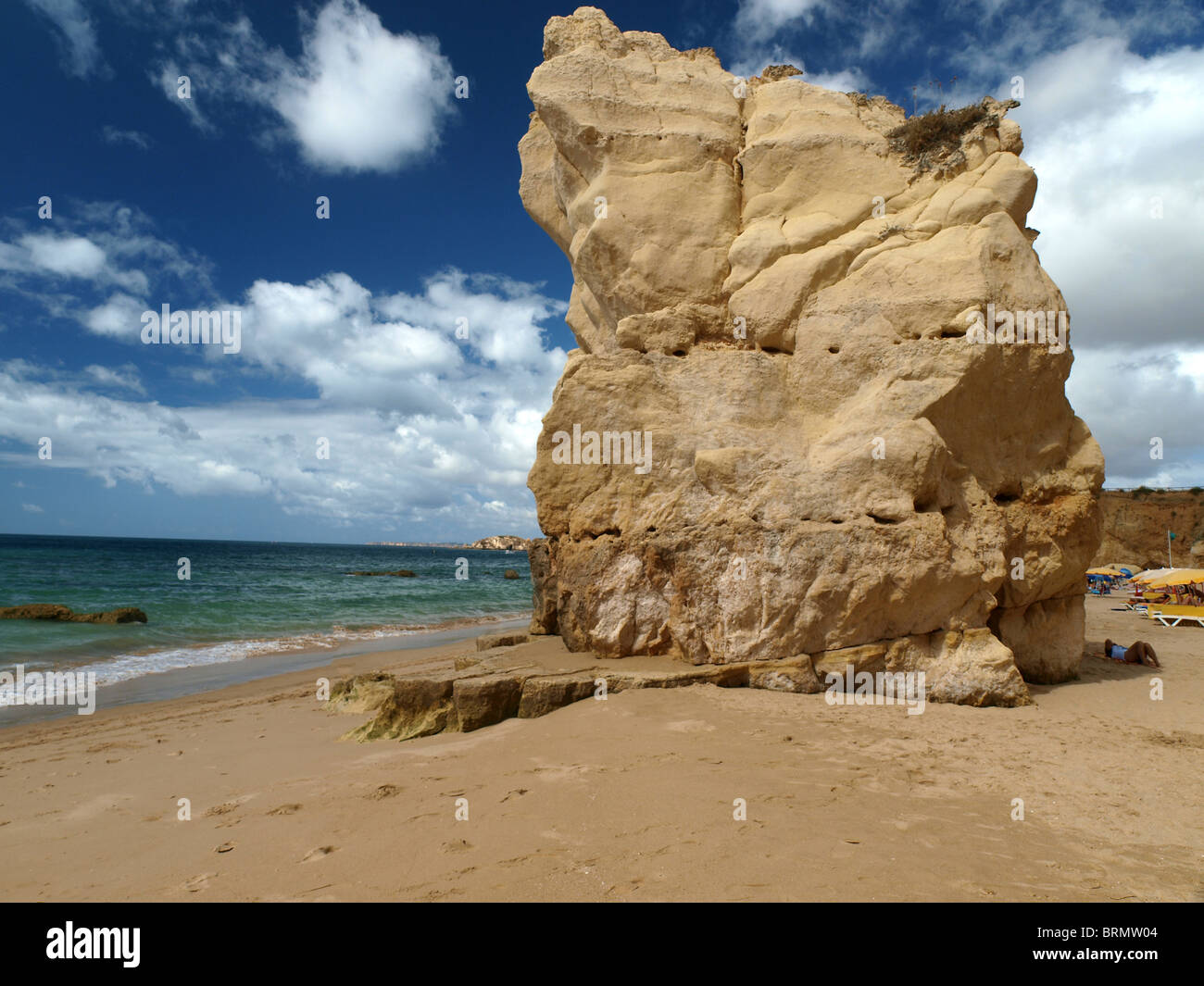 Beach Praia de Rocha, Portugal. One of the most beautiful beaches in ...