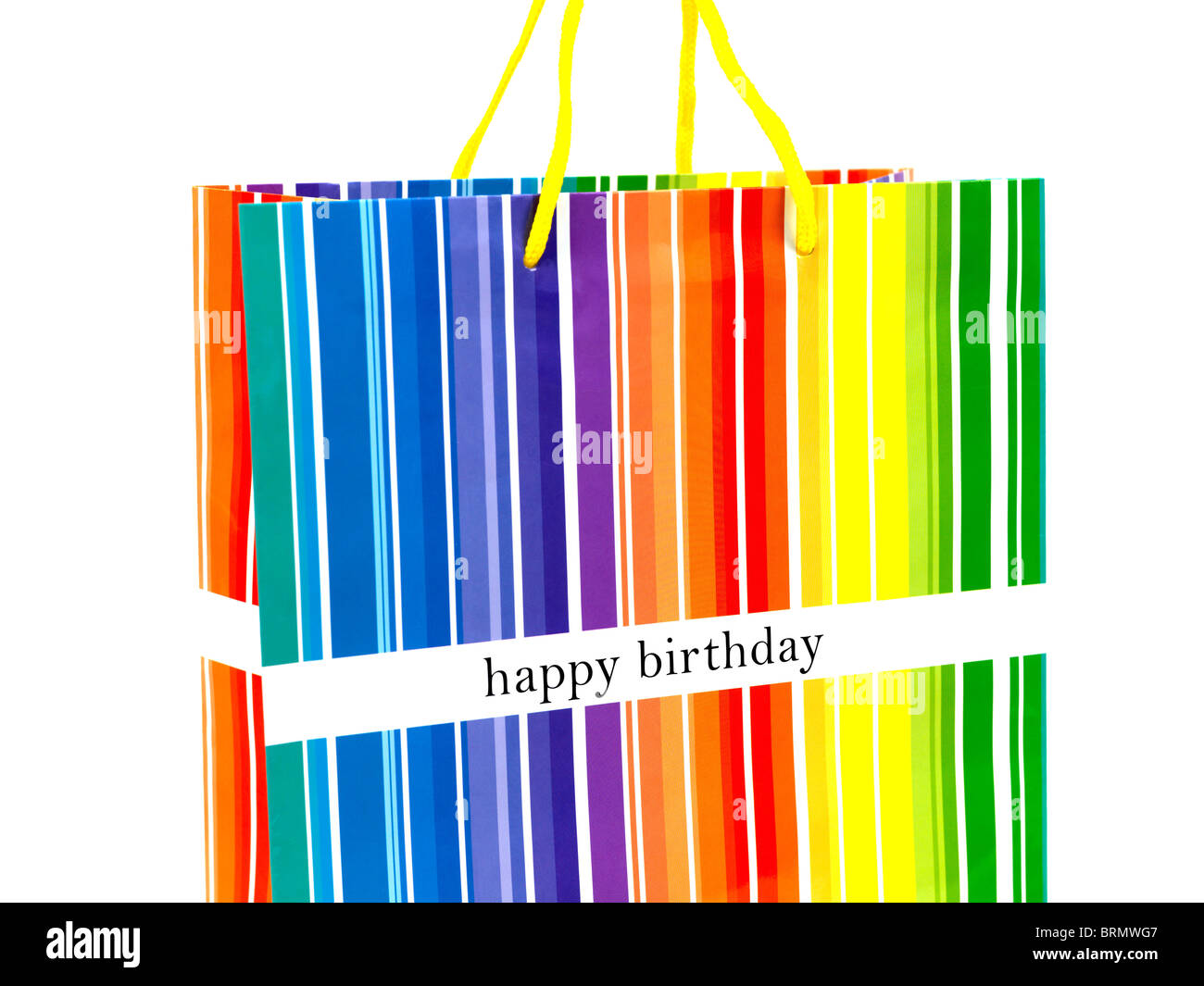 A happy birthday gift bag isolated against a white background Stock ...