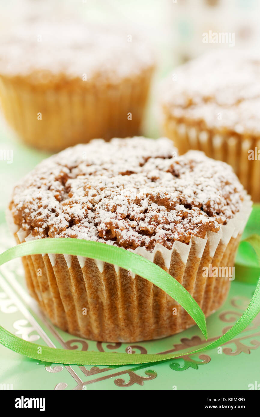 Close Up Of A Muffin and A Green Ribbon Stock Photo - Alamy