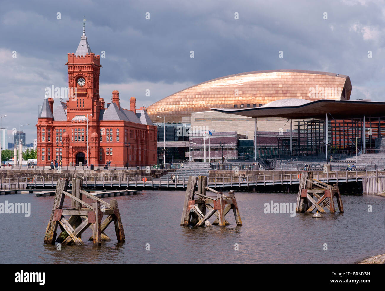 The Cardiff Bay waterfront with the Pierhead Building, National ...
