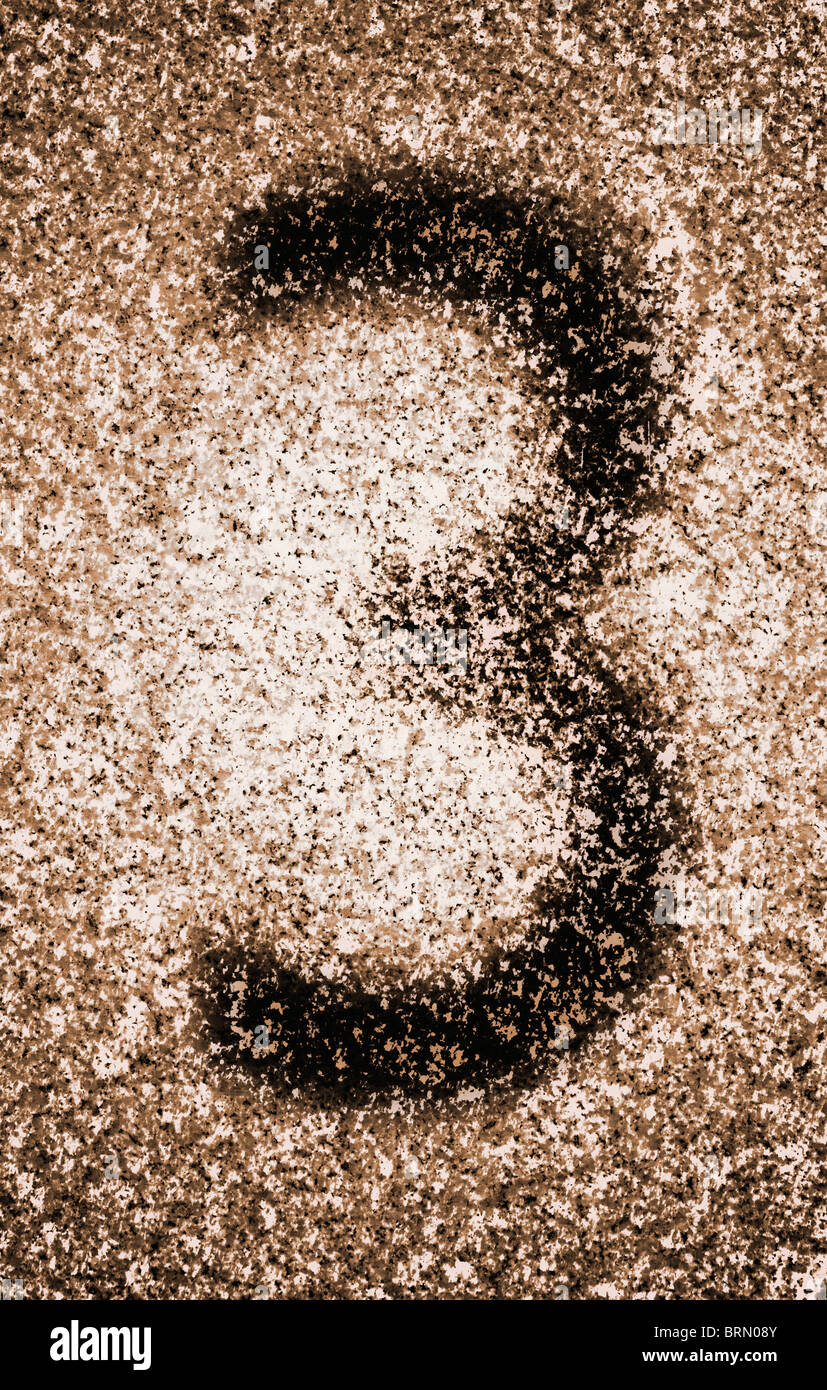 High resolution background of the number three imprinted on granite ...