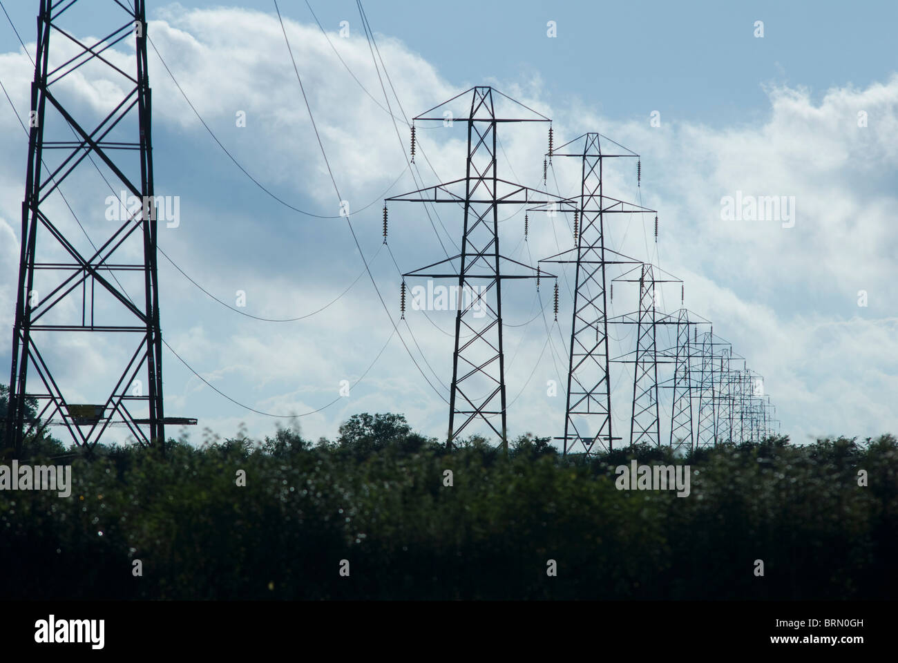 Pylons in field Stock Photo - Alamy