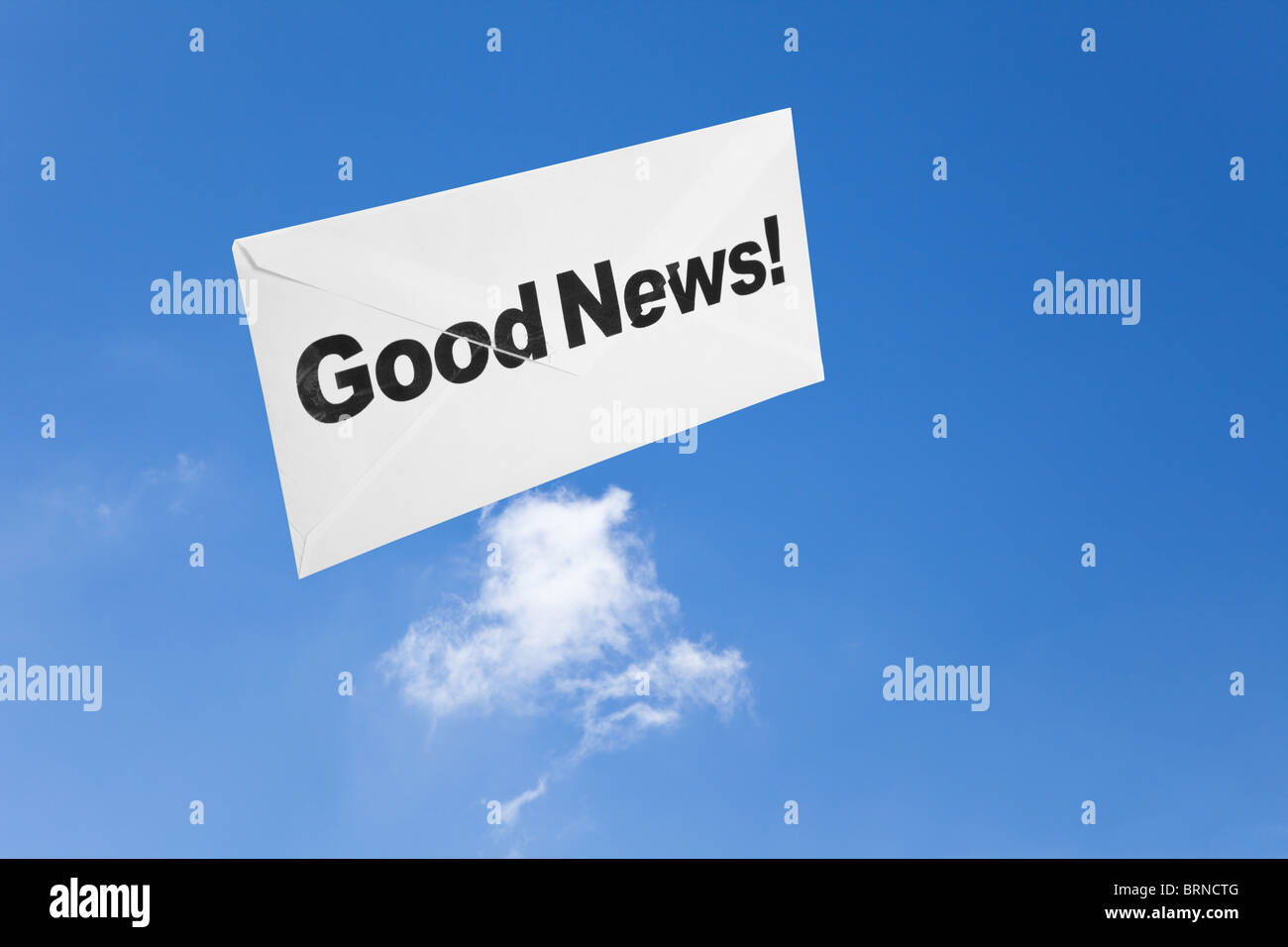 Good News,envelope and blue sky, concept of success Stock Photo - Alamy