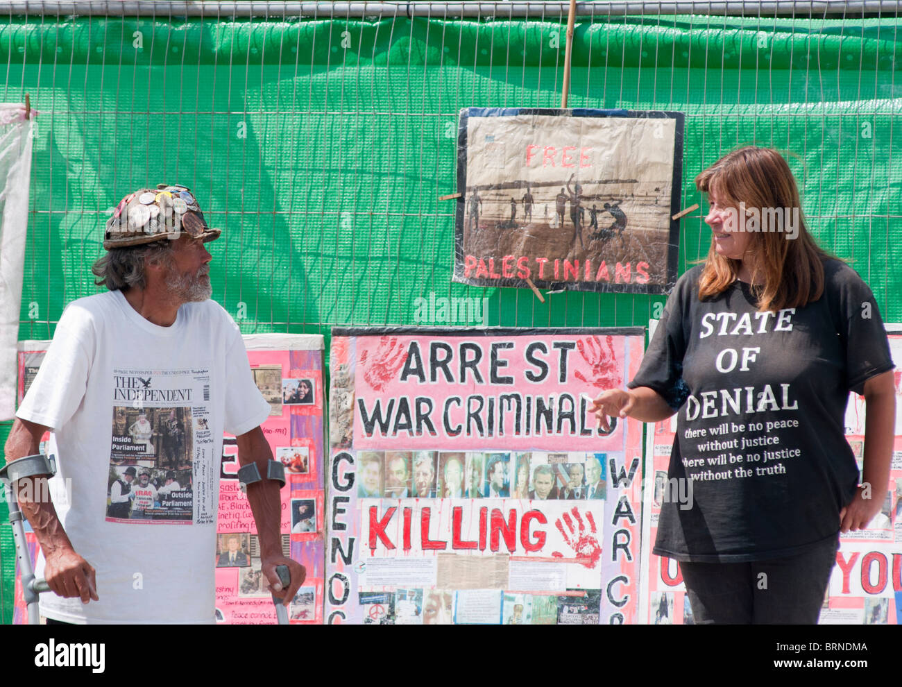Peace protester Brian Haw is seen in Parliament Square in London where ...