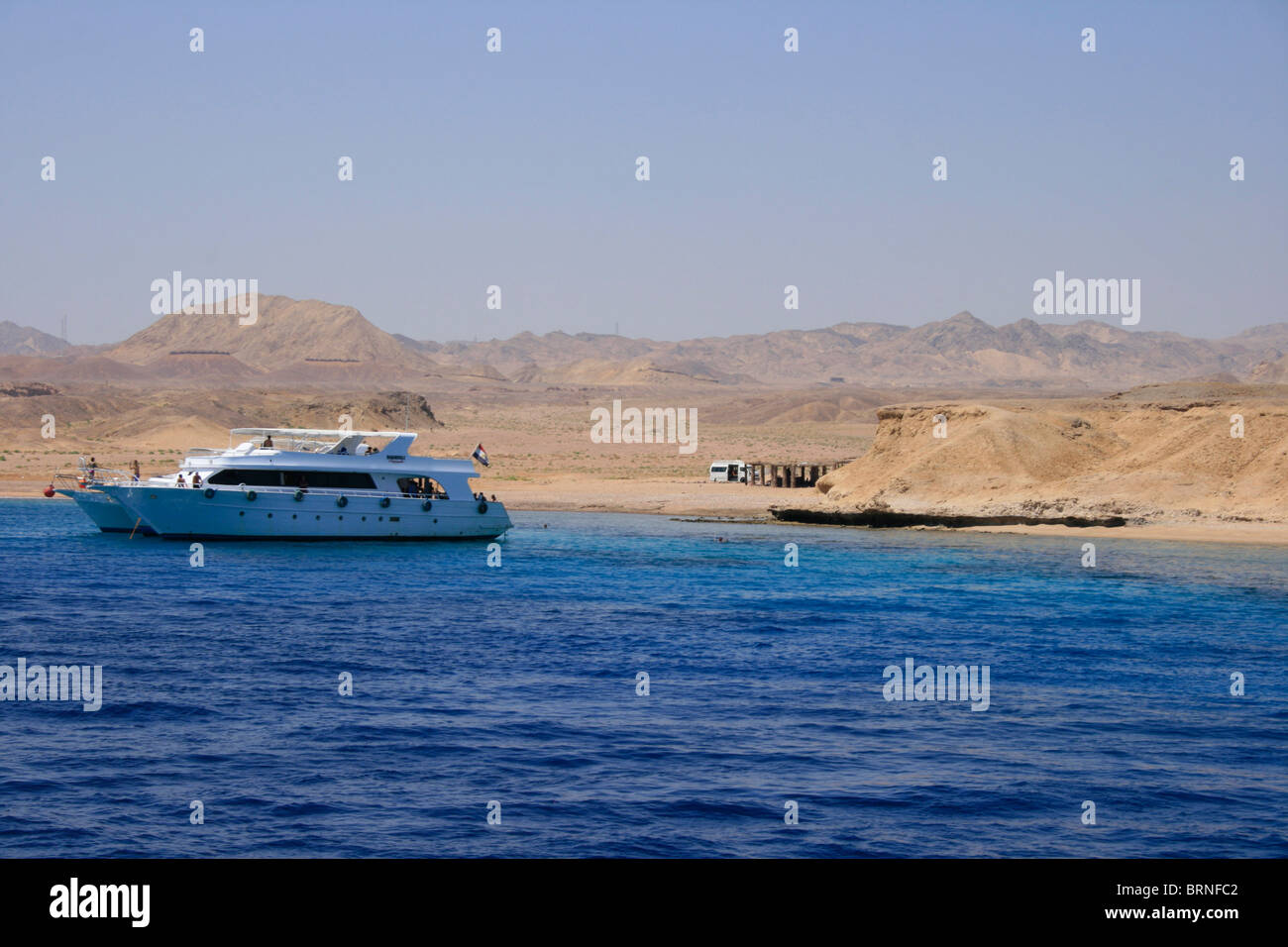 Diving boat anchored in Ras Mohammed near Sharm el Sheikh, egypt Stock ...