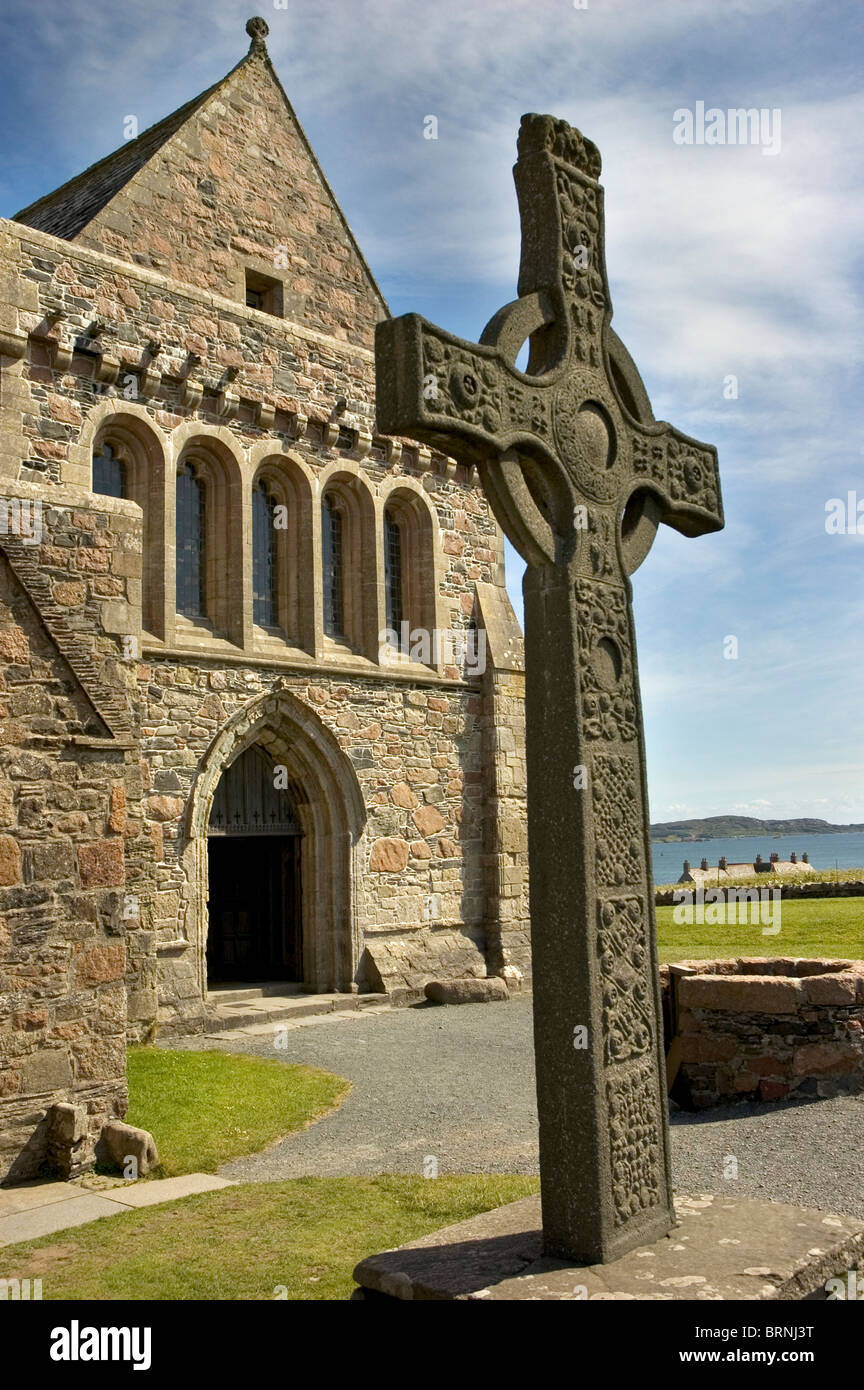 Iona Abbey on the Isle of Iona in the Inner Hebrides off the coast of ...