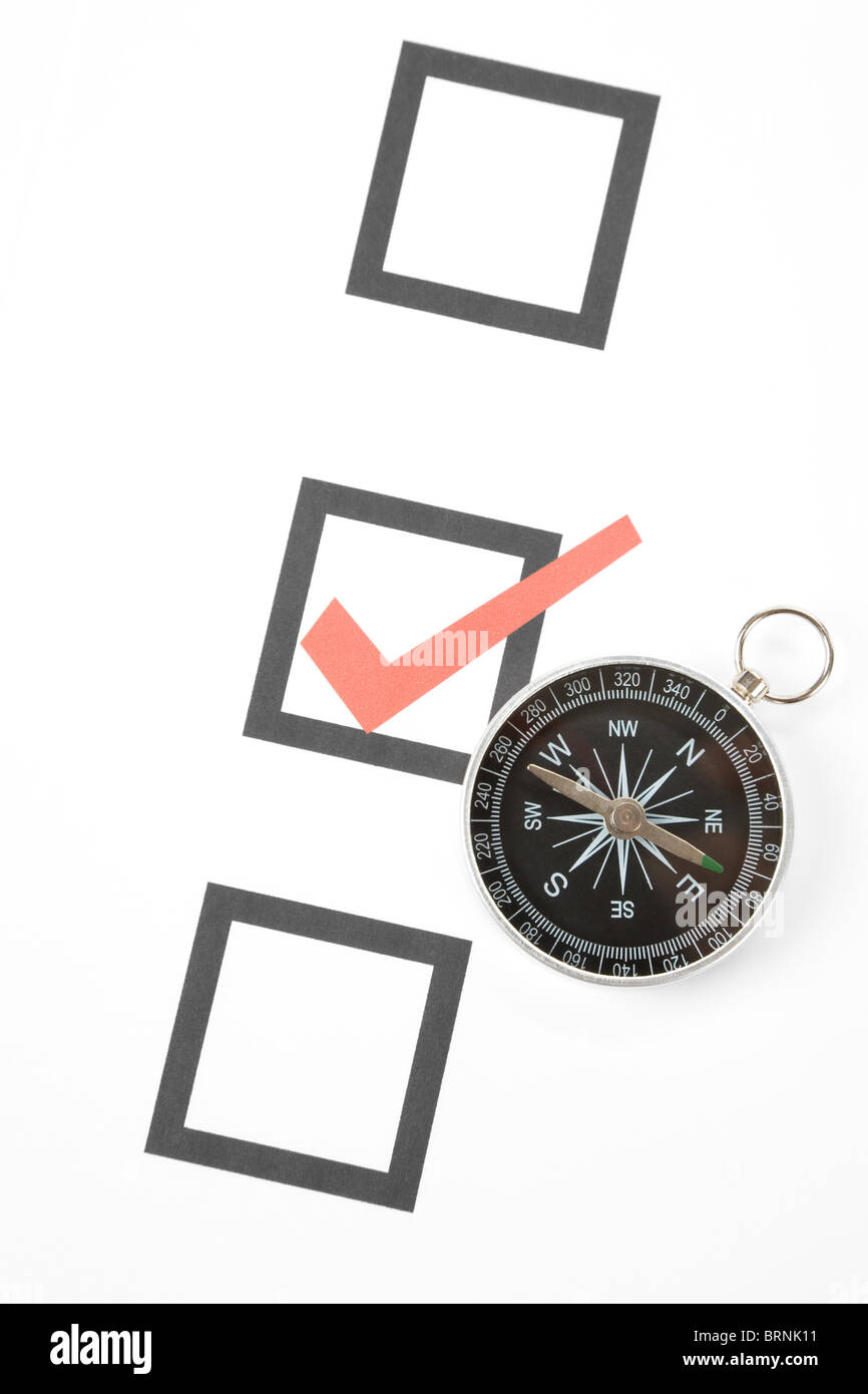questionnaire and compass, concept of decision Stock Photo - Alamy