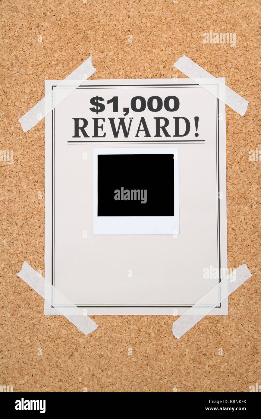 Reward poster close up shot Stock Photo - Alamy