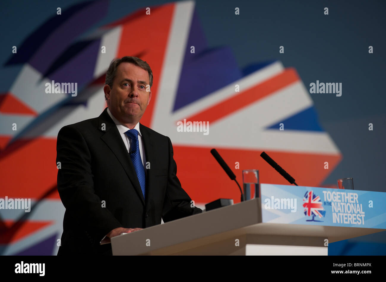 Defense Secretary Dr. Liam Fox, Speaks to delegates at the Conservative ...