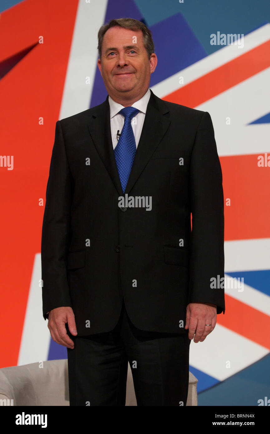 Defense Secretary Dr. Liam Fox, Speaks to delegates at the Conservative ...