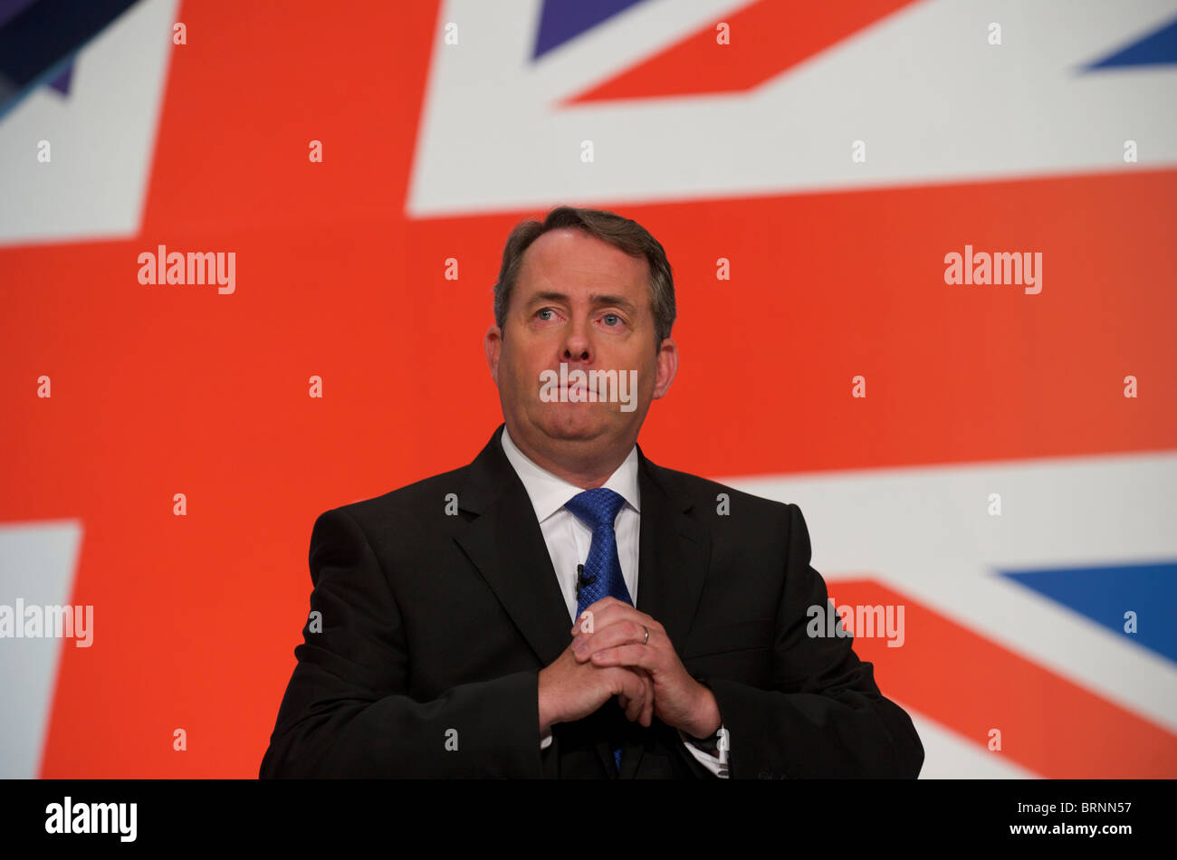 Defense Secretary Dr. Liam Fox, Speaks to delegates at the Conservative ...
