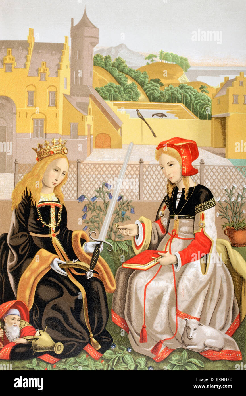 St. Catherine of Alexandria and St. Agnes of Rome Stock Photo - Alamy