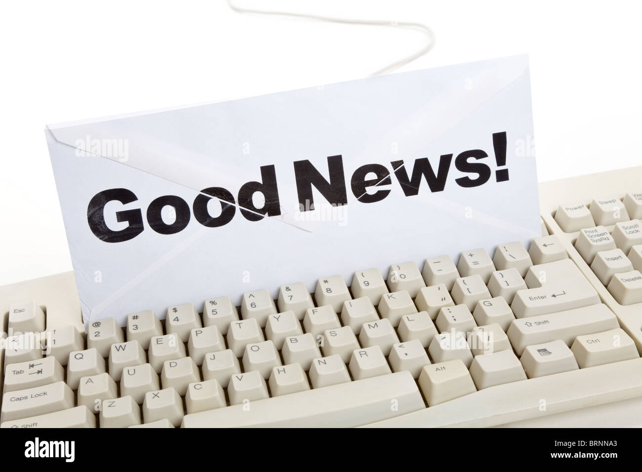 Good News and computer keyboard, concept of email Stock Photo - Alamy