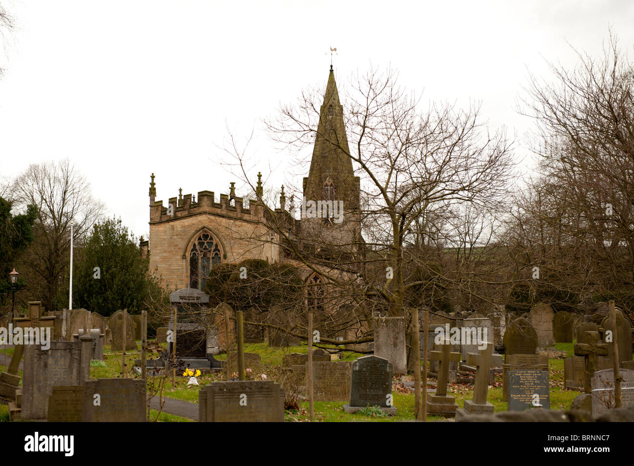 Baslow Village church Derbyshire UK Stock Photo - Alamy