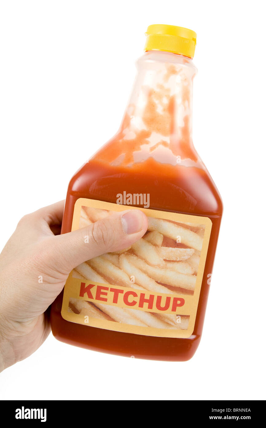 Ketchup bottle with white background Stock Photo - Alamy