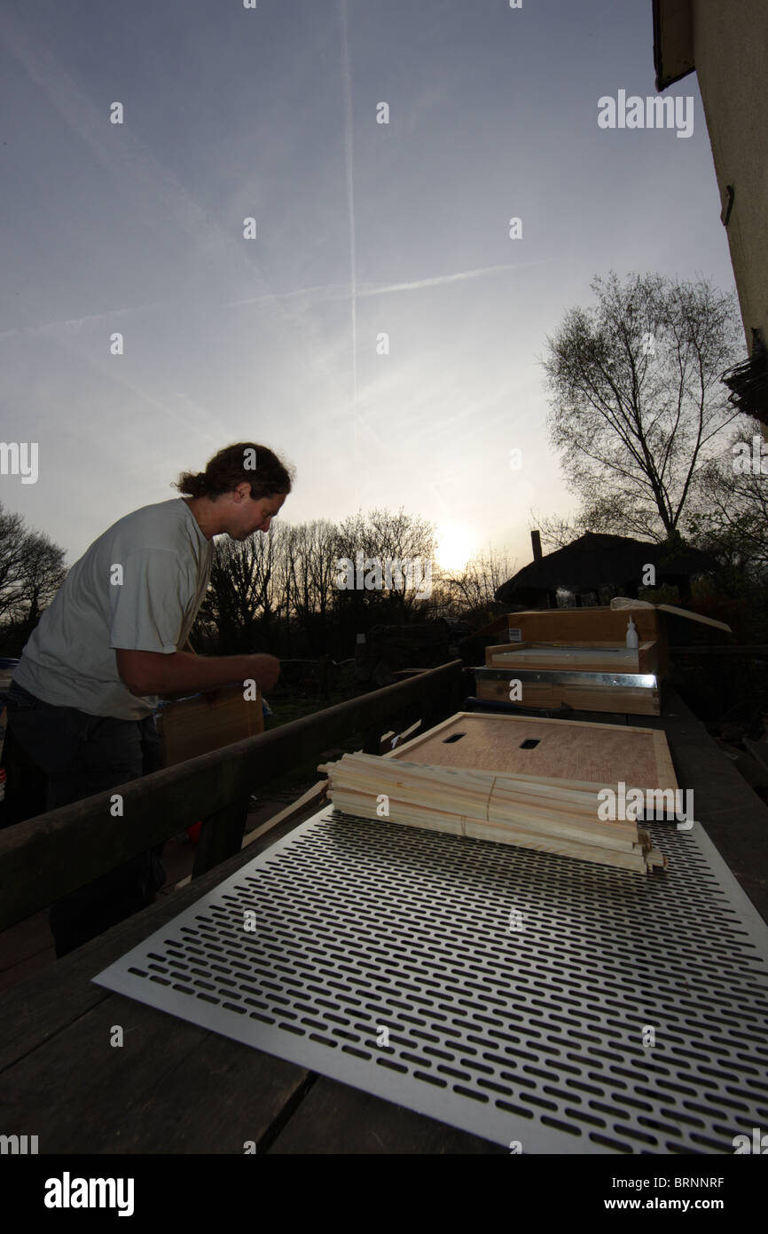 Beekeeping, building a new hive Stock Photo - Alamy