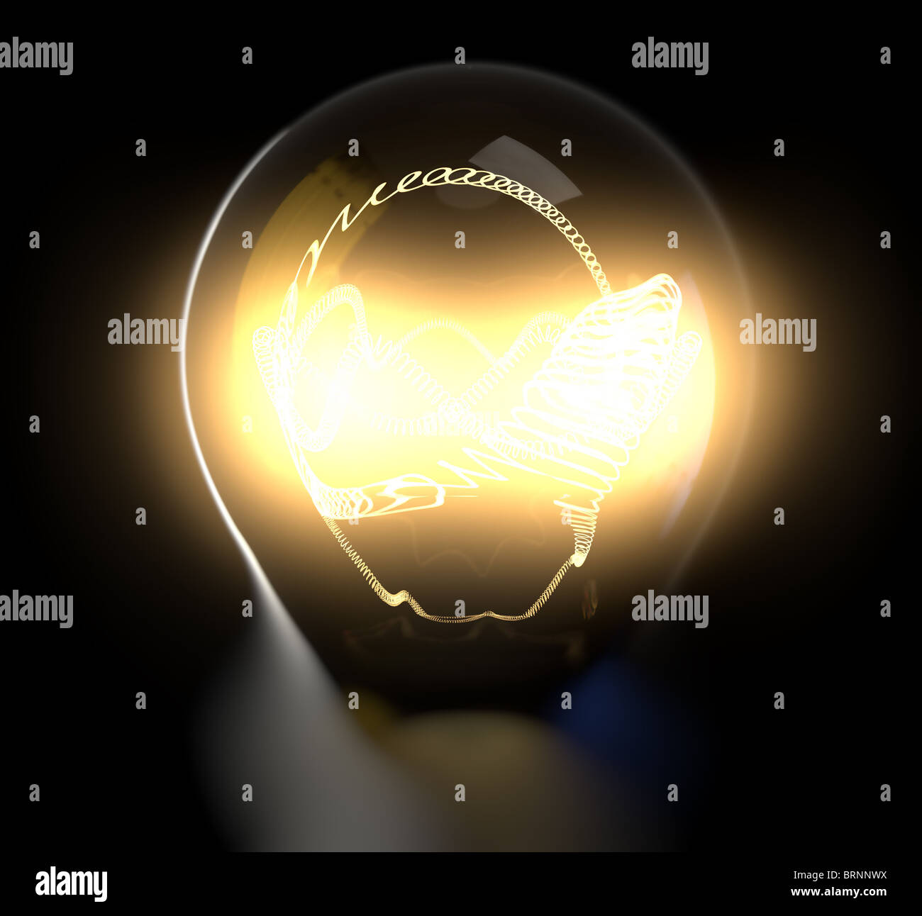 Glowing light bulb body with detailed filament Stock Photo - Alamy
