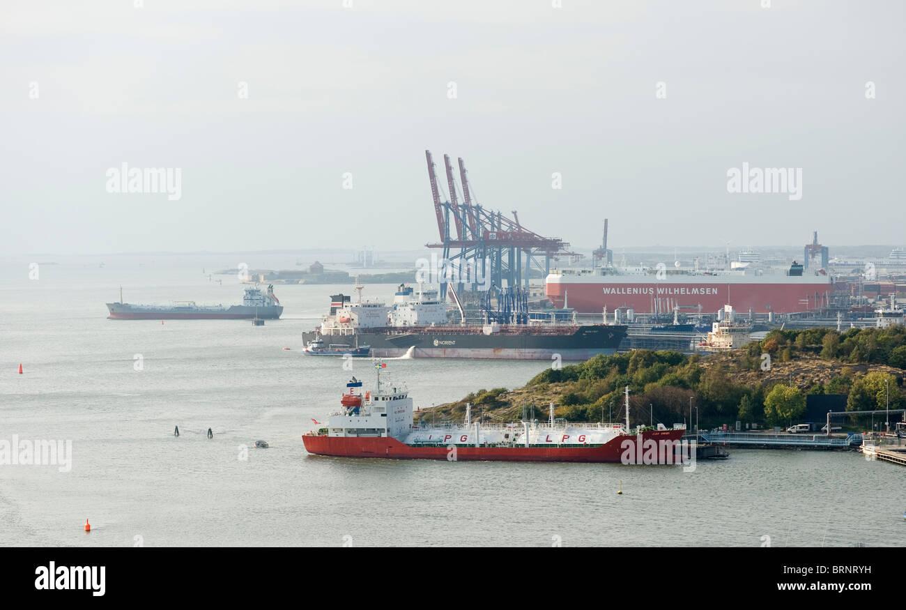 Gothenburg harbour with ship traffic Stock Photo - Alamy