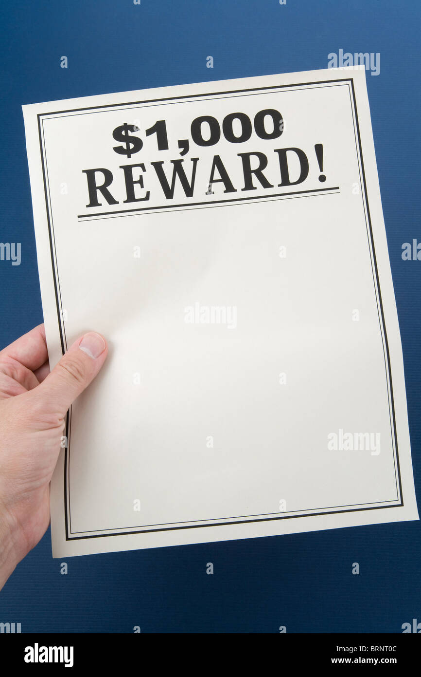Reward poster close up shot Stock Photo - Alamy