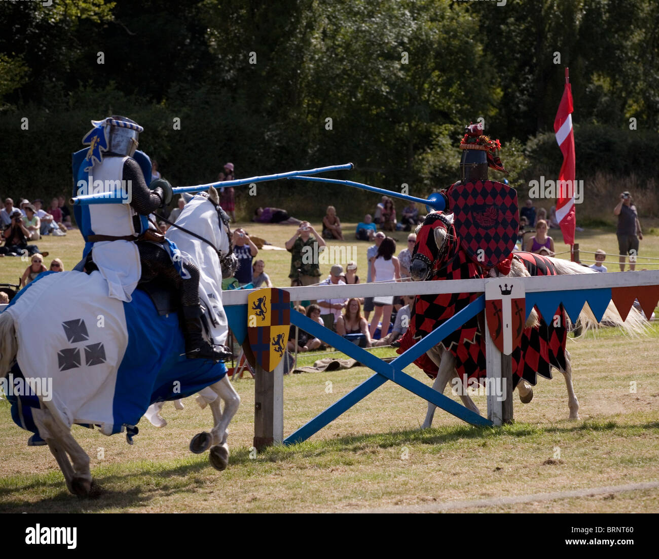 jousting reenactment knights hever castle horse Stock Photo - Alamy