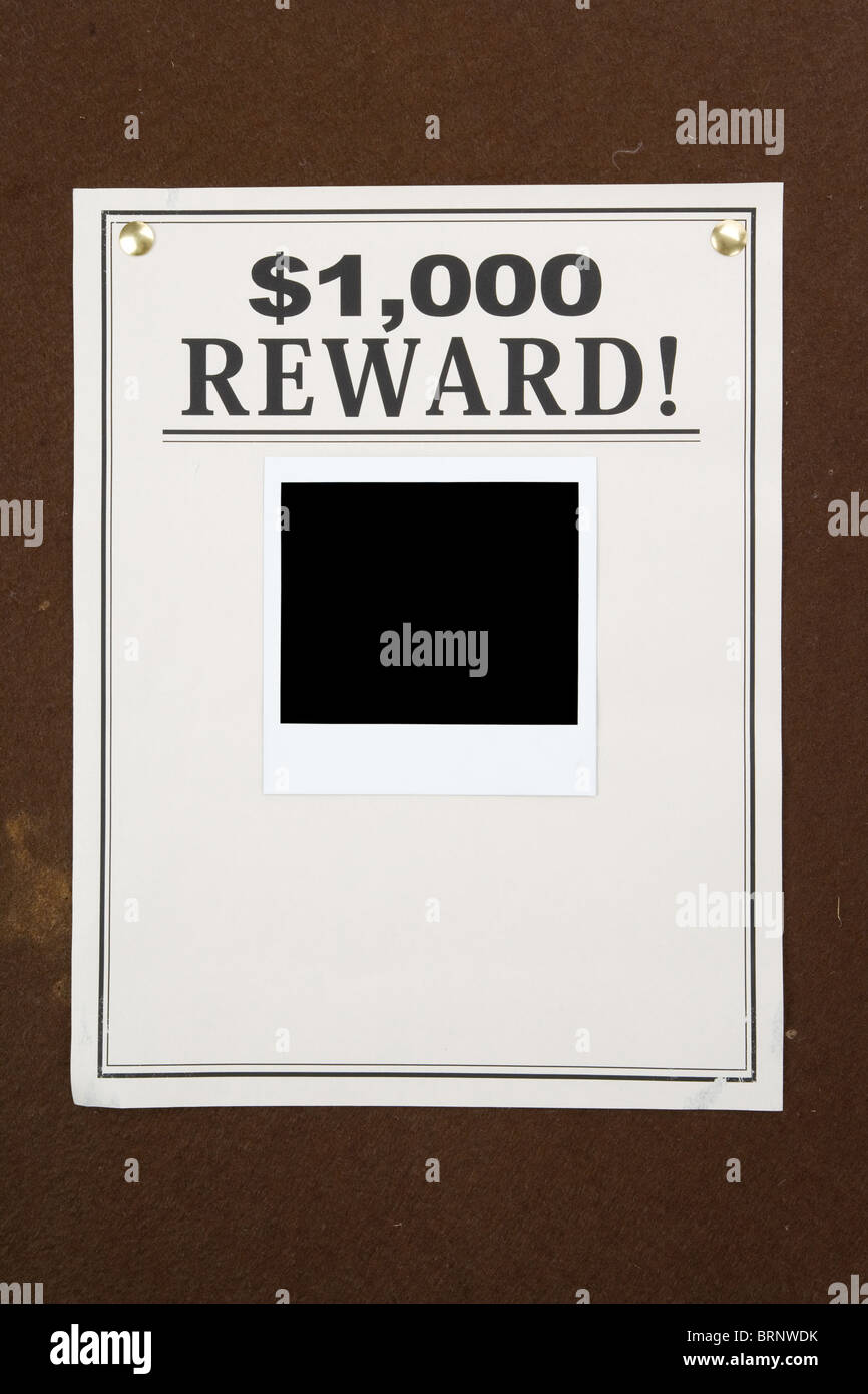 Reward poster close up shot Stock Photo - Alamy
