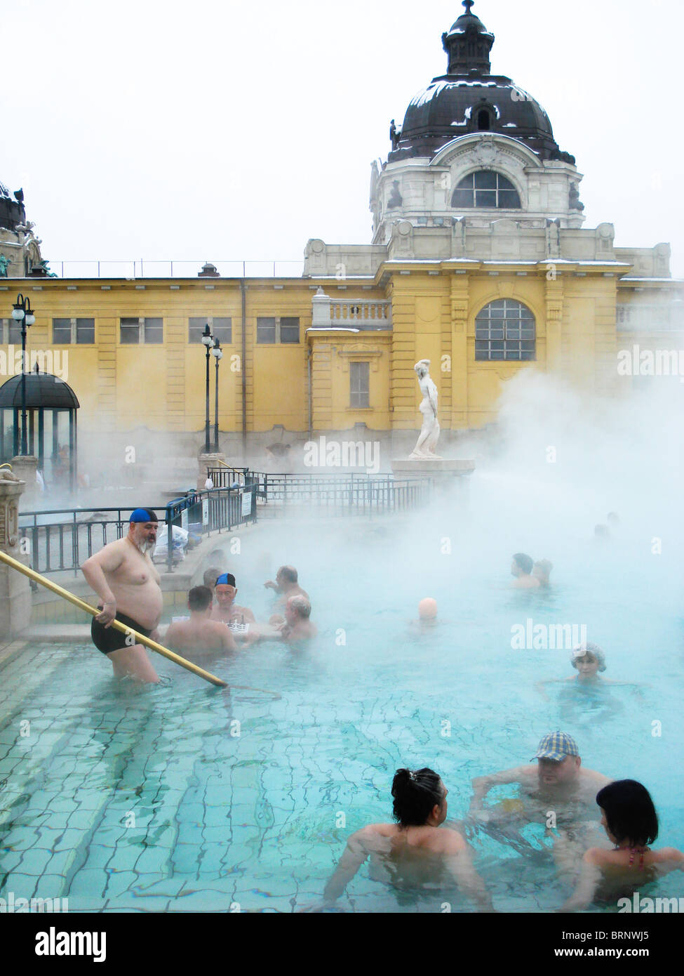 A steamy day at the thermal Szechenyi Baths Budapest Hungary, on a ...