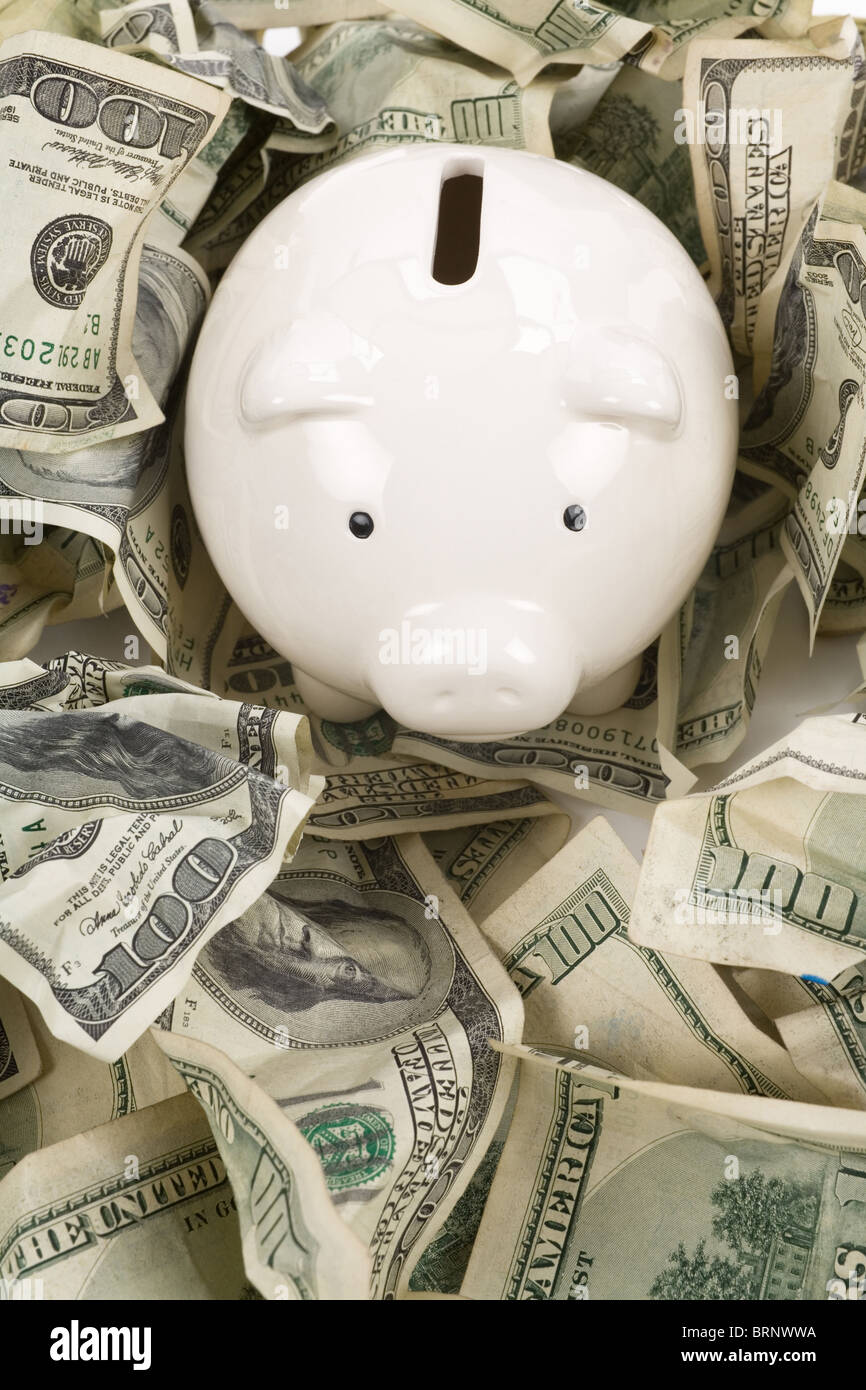 US Dollars and Piggy Bank Stock Photo - Alamy