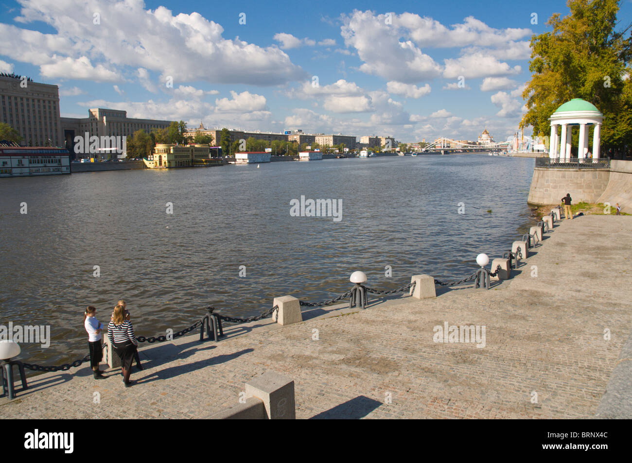 Views of River Moskva embankments at Gorky Park central Moscow Russia ...