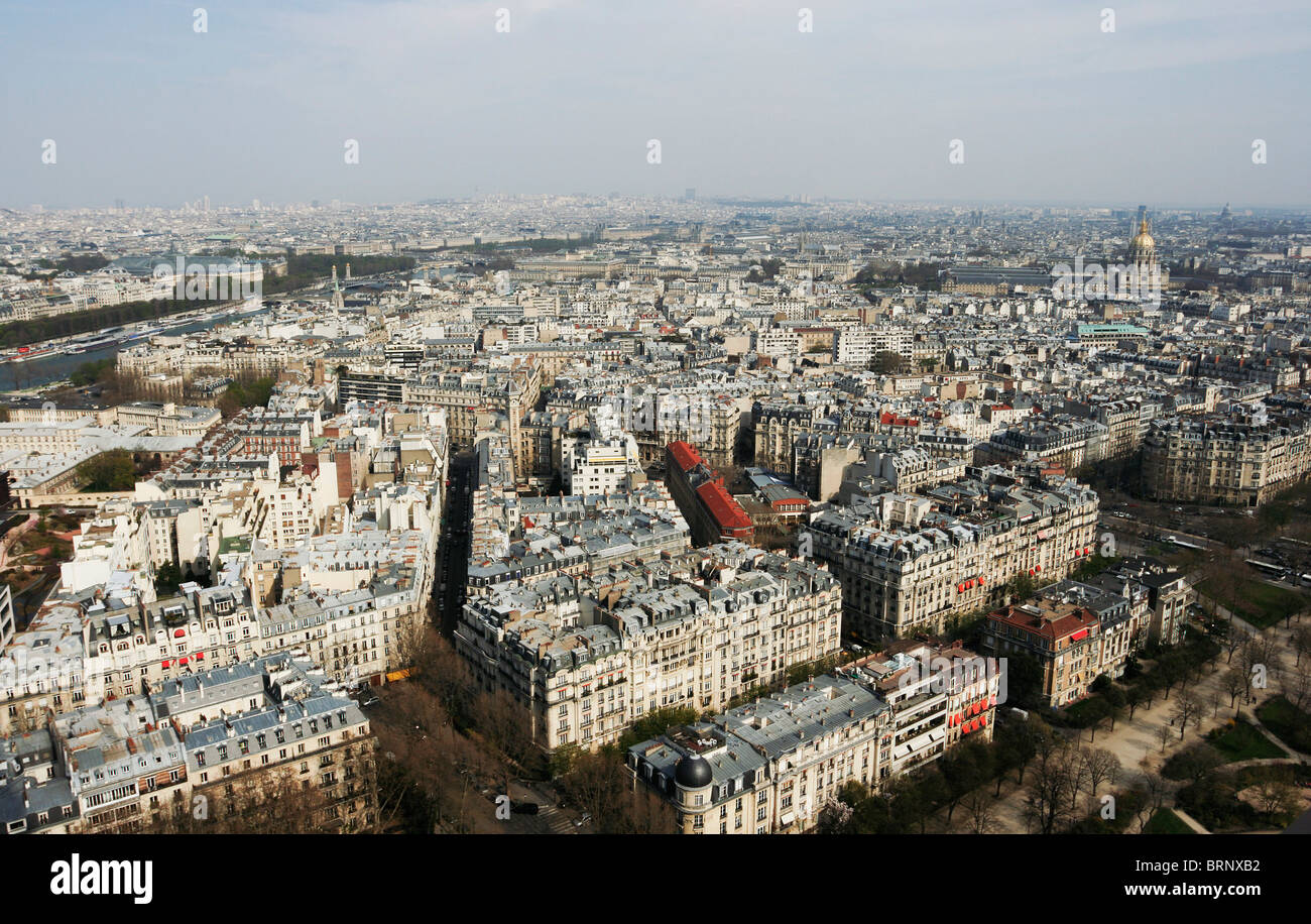 Aerial view of Paris from the second floor of Eiffel Tower Stock Photo ...