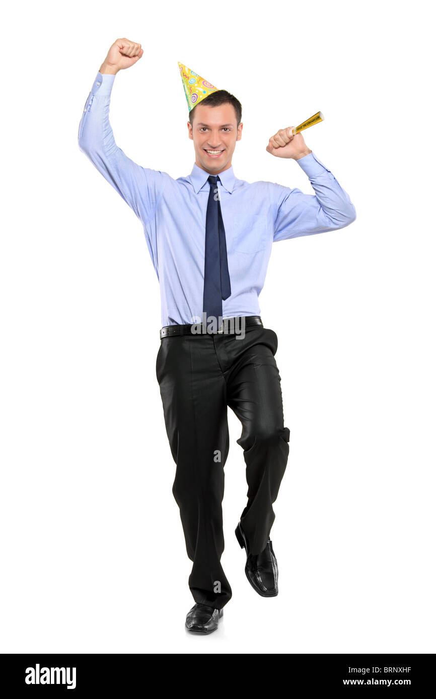 Full length portrait of a party person celebrating Stock Photo - Alamy
