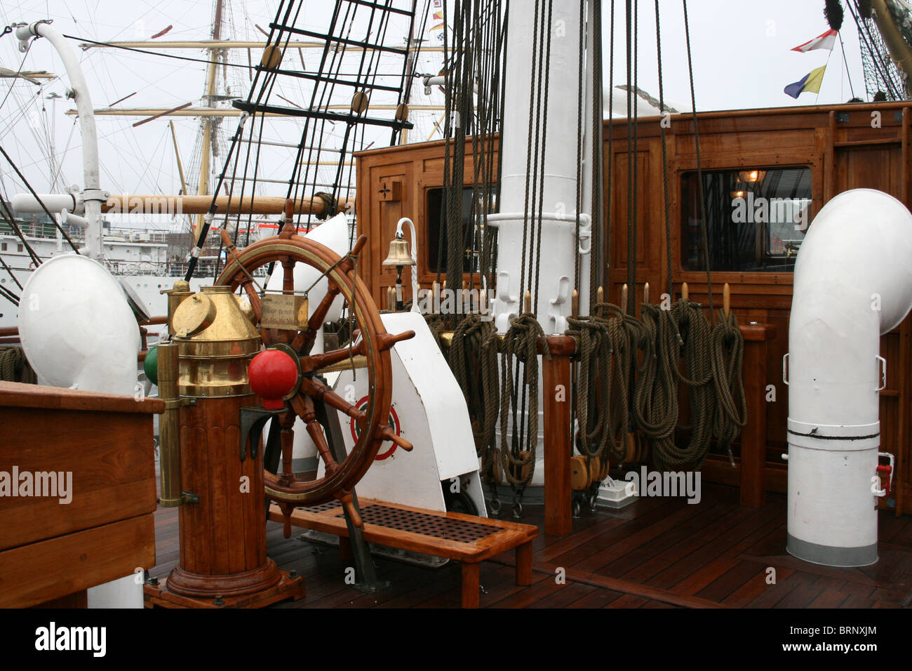 Steering wheel, Christian Radich Stock Photo - Alamy